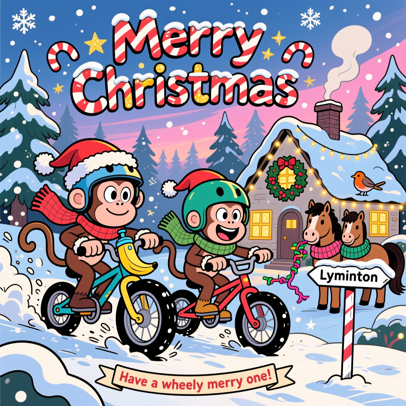 Thatched Cottage Christmas Cards Ideas - Silly Robot Cards